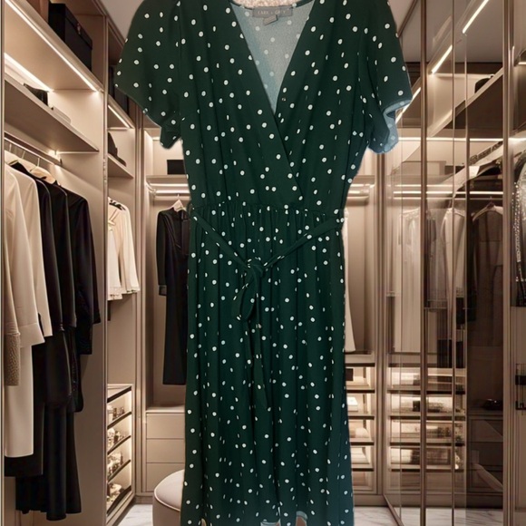 Lark + Grey | Dresses | Lark Grey Polk A Dot Wrap Dress Green | Poshmark